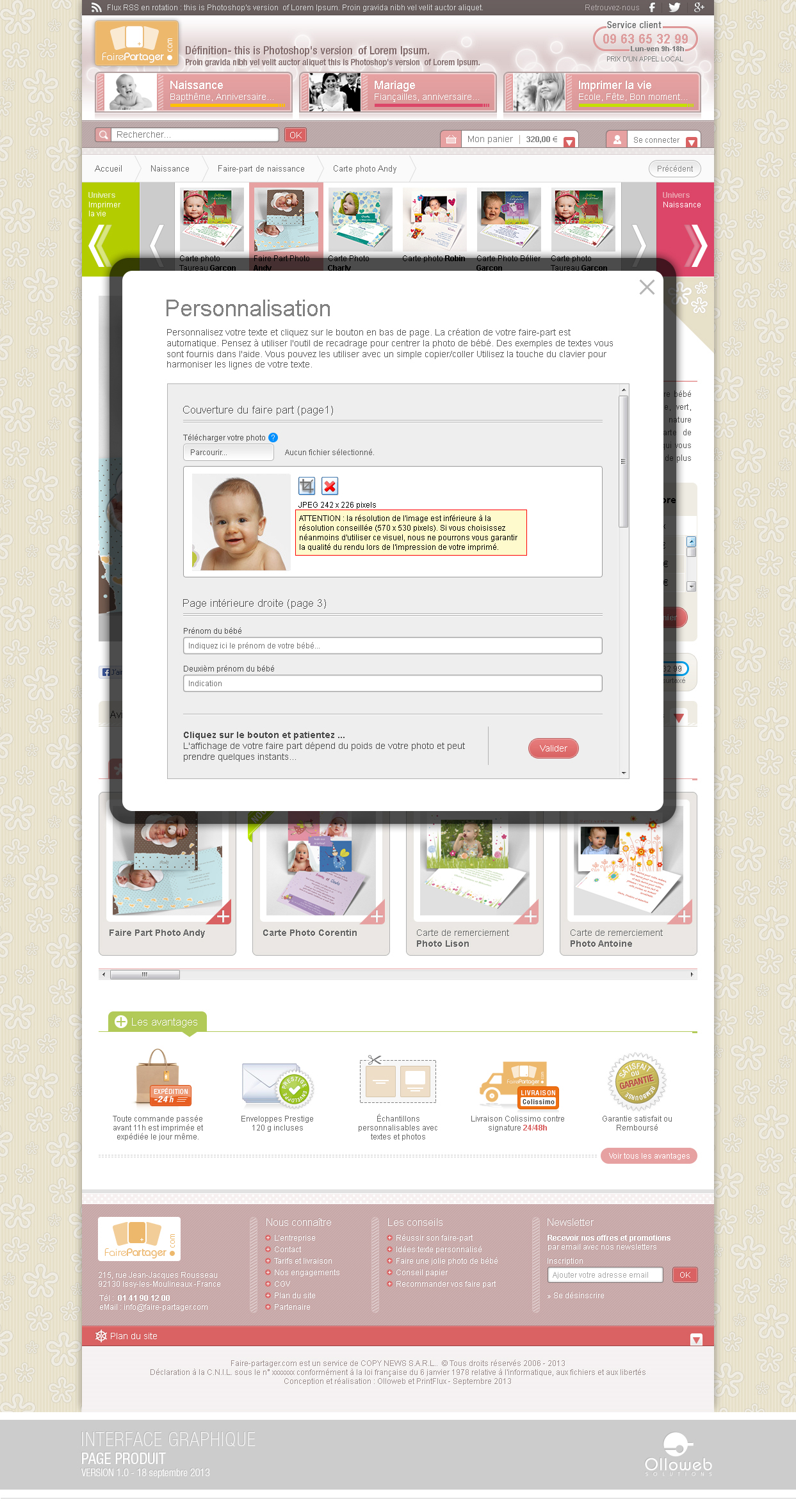 Création d'un interface graphique pour un site de faire-part