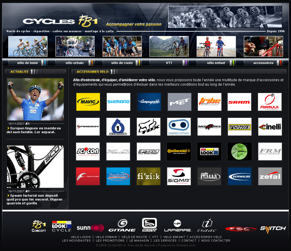 Création de site internet de cycles et matériels de vélo