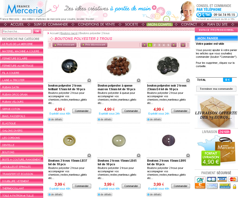 Création de site e-commerce de mercerie