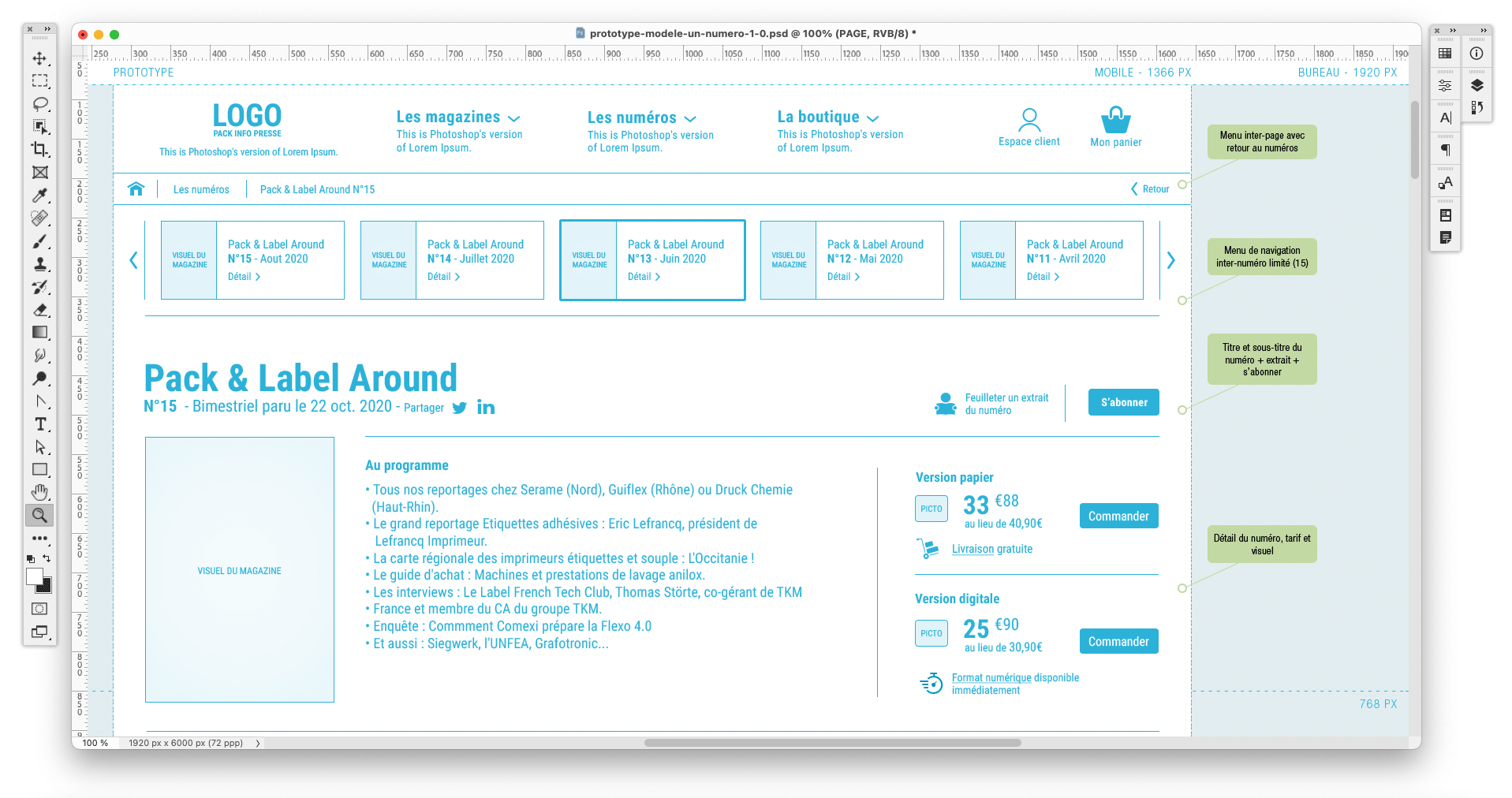 Conception de prototype pour site internet